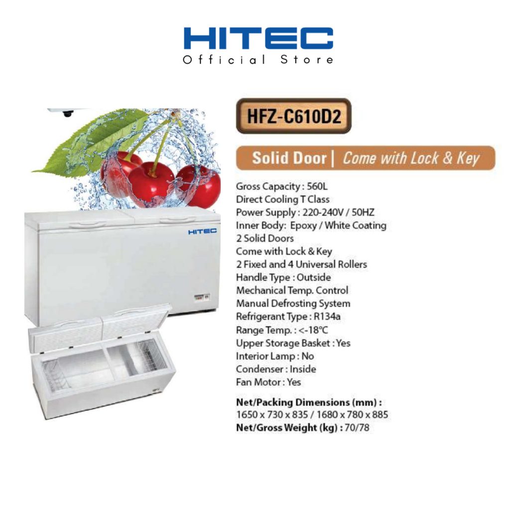HITEC Chest Freezer (550L) with Lock & Key HFZ-C610D2 - Hitec