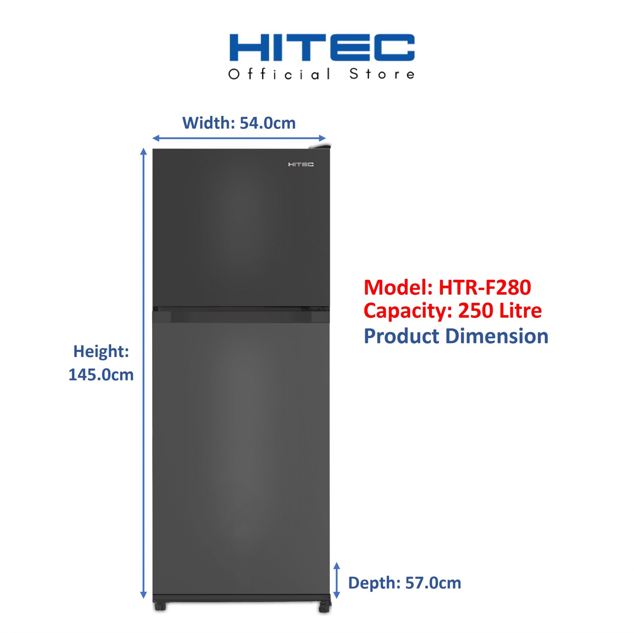 Two Door Refrigerator 280L HTR-F280A - Hitec