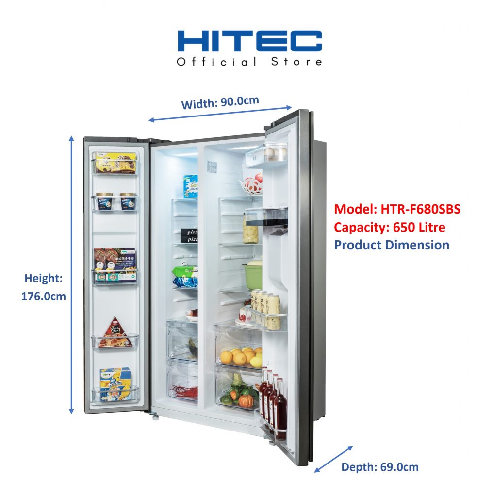 Hitec Side by Side Refrigerator with Water Dispenser 650L HTR-FF680SBS ...