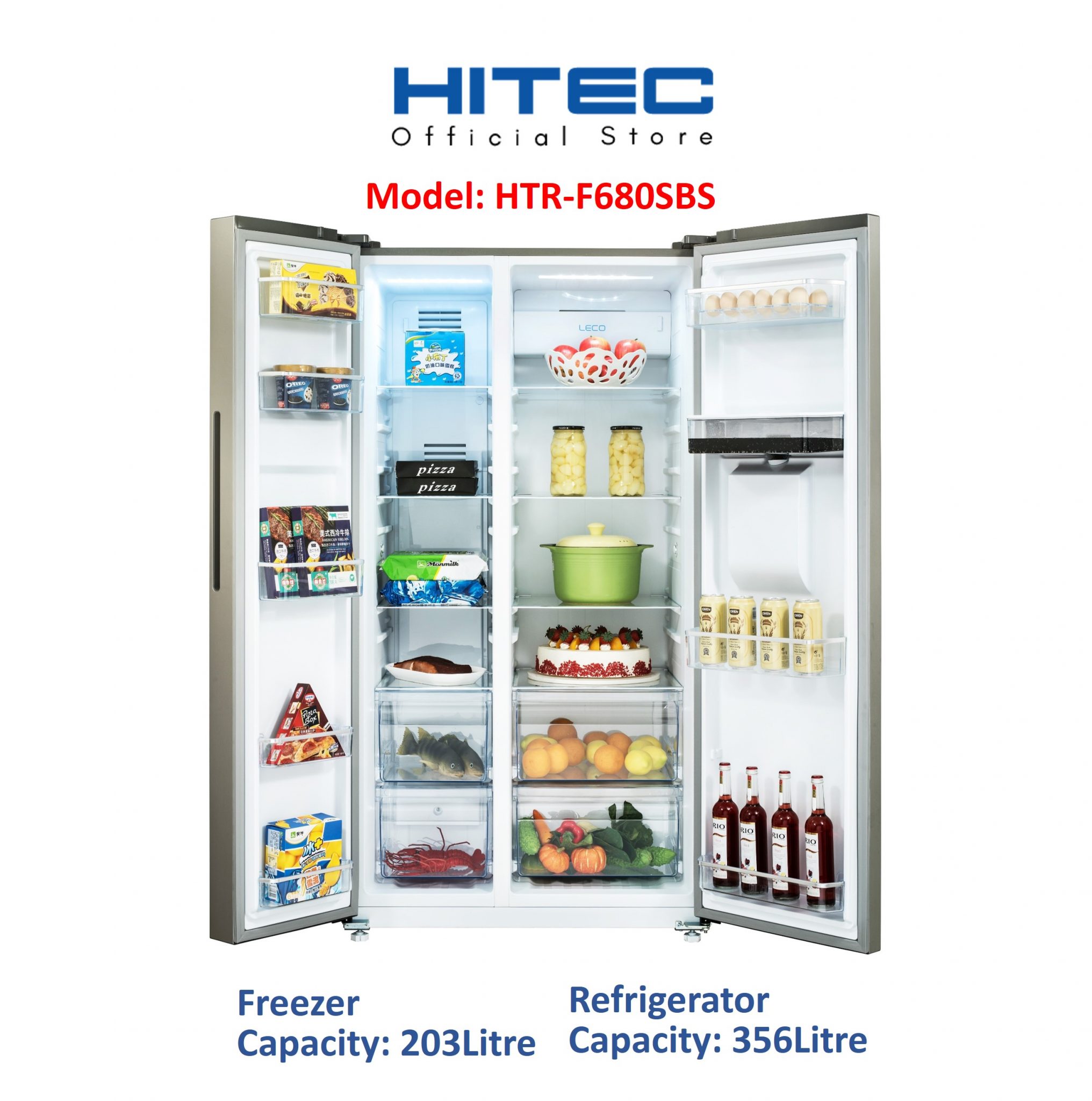 Hitec Side by Side Refrigerator with Water Dispenser 650L HTR-FF680SBS ...