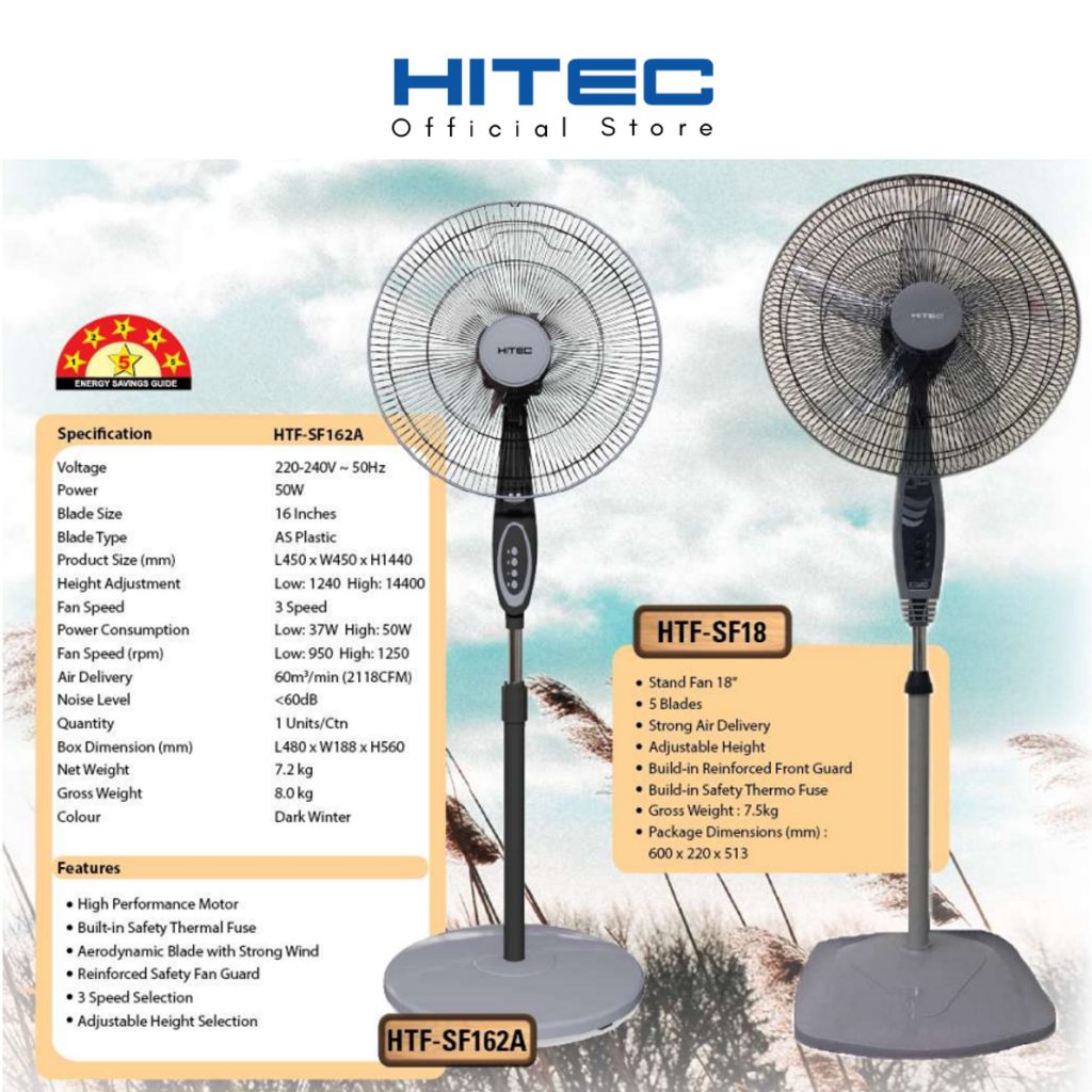 HITEC 16″ Stand Fan HTF-SF162A - Hitec