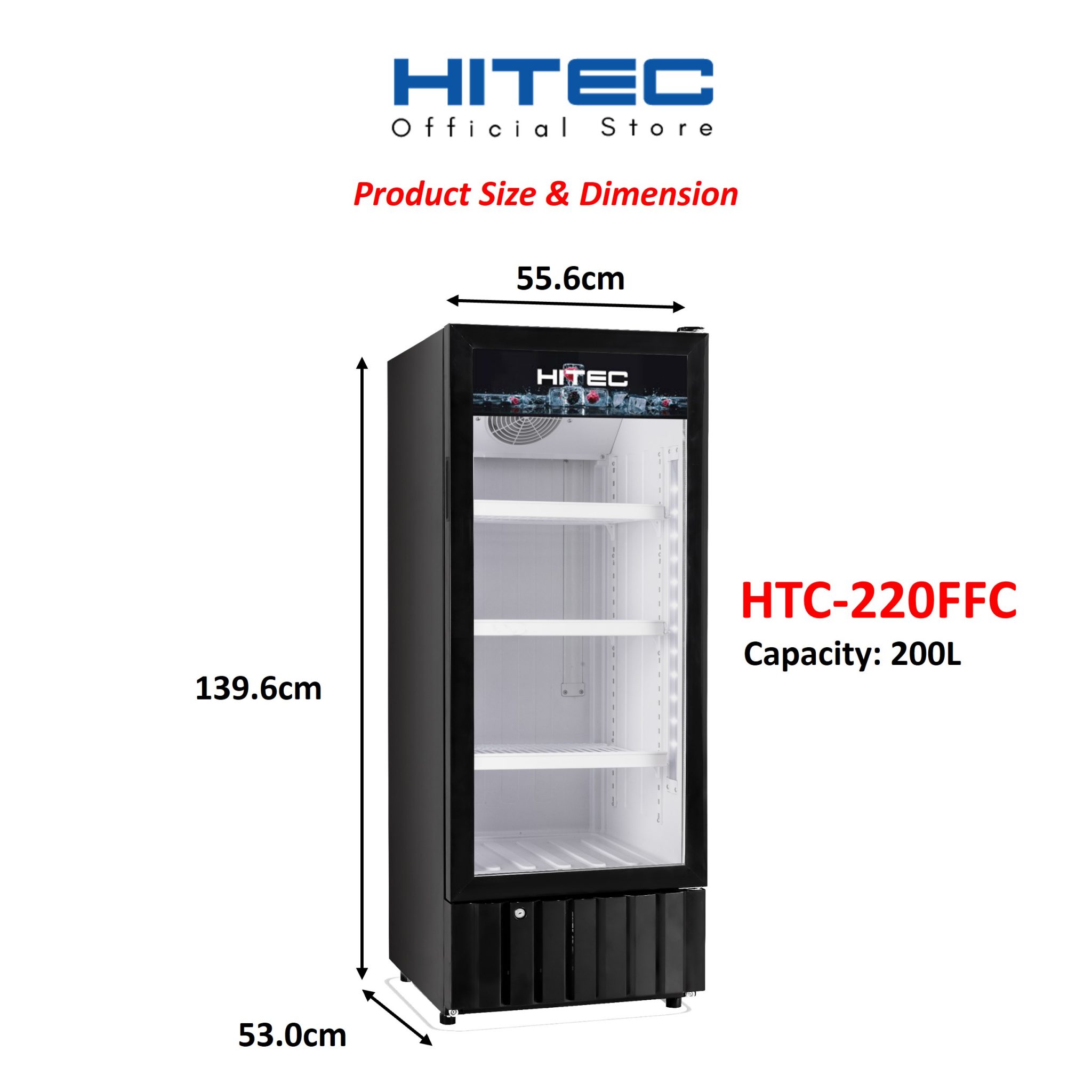 HITEC Chiller Display / Showcase 200L Frost Free HTC-220FFC - Hitec