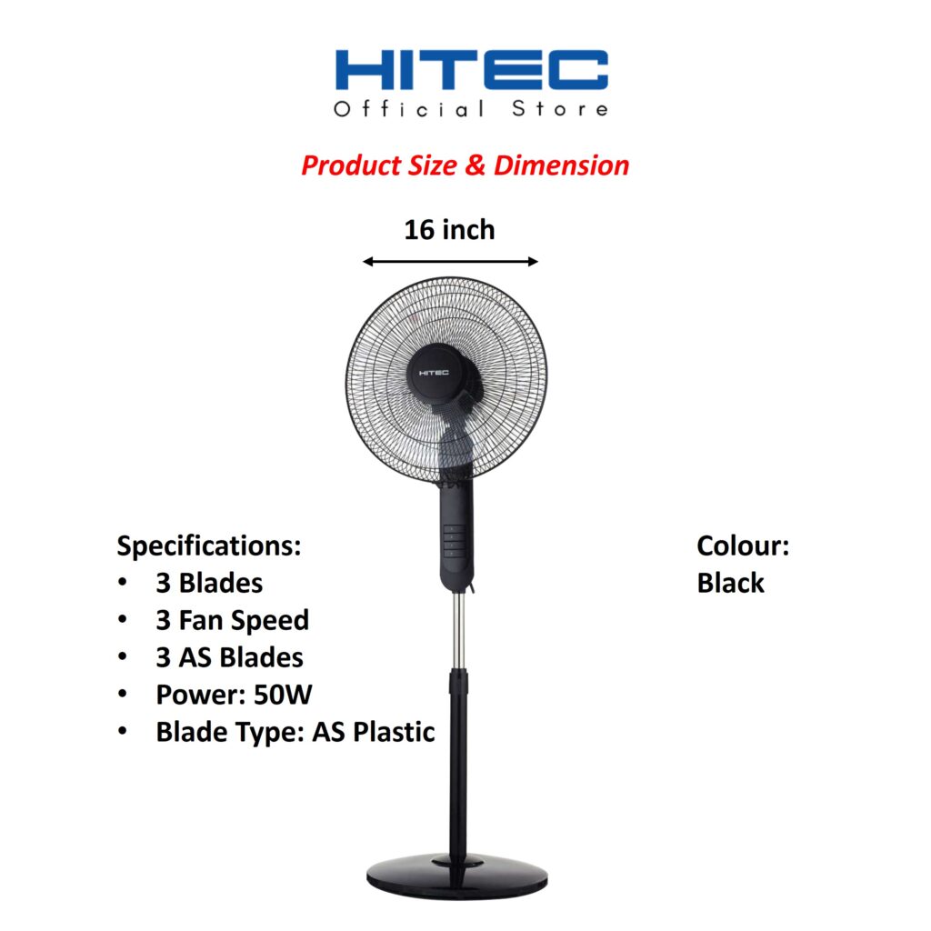 HITEC 16″ Stand Fan HTF-SF168B - Hitec